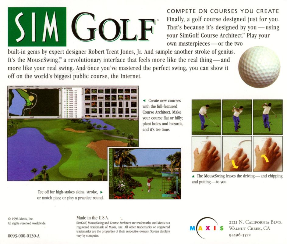 SimGolf cover or packaging material - MobyGames