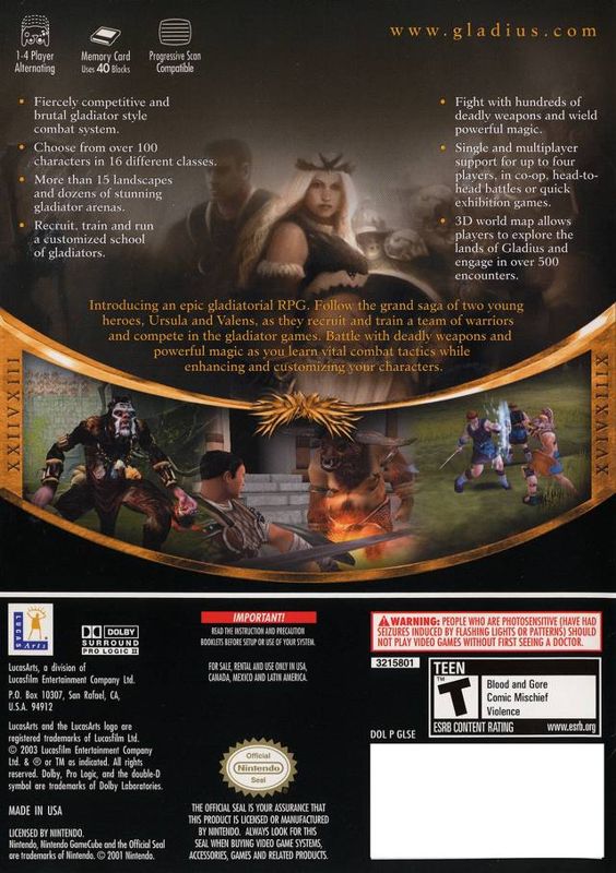 Gladius cover or packaging material - MobyGames