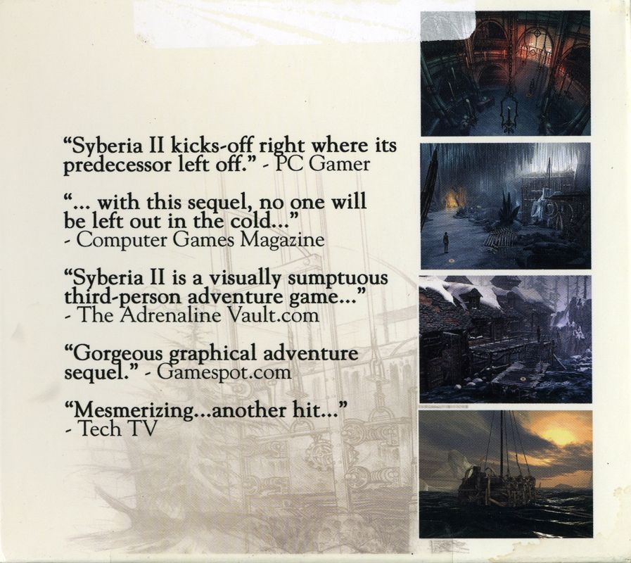 Syberia II cover or packaging material - MobyGames