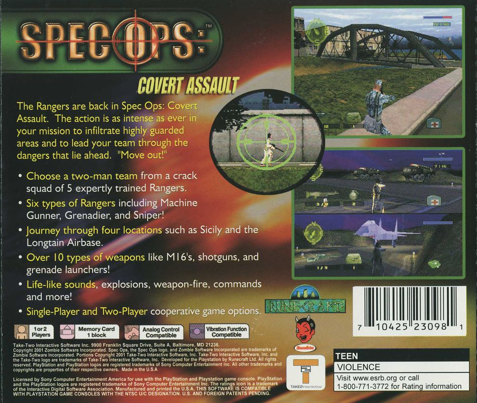 Spec Ops: Covert Assault cover or packaging material - MobyGames