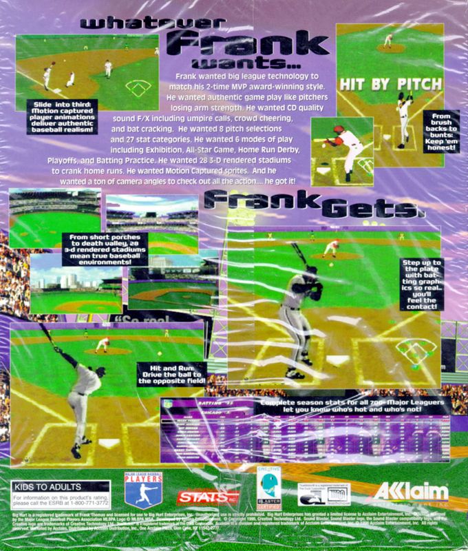 Frank Thomas Big Hurt Baseball cover or packaging material - MobyGames