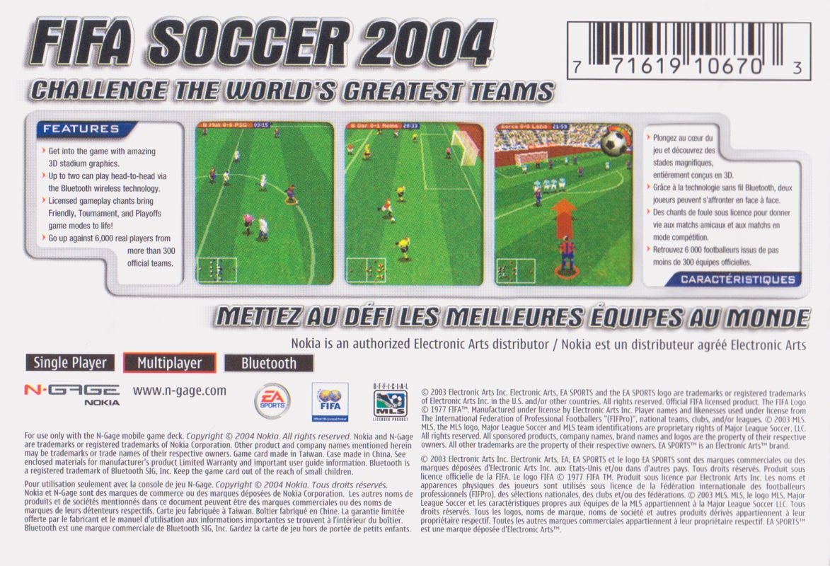FIFA Soccer 2004 cover or packaging material - MobyGames