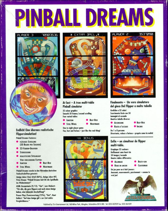 Pinball Dreams cover or packaging material - MobyGames