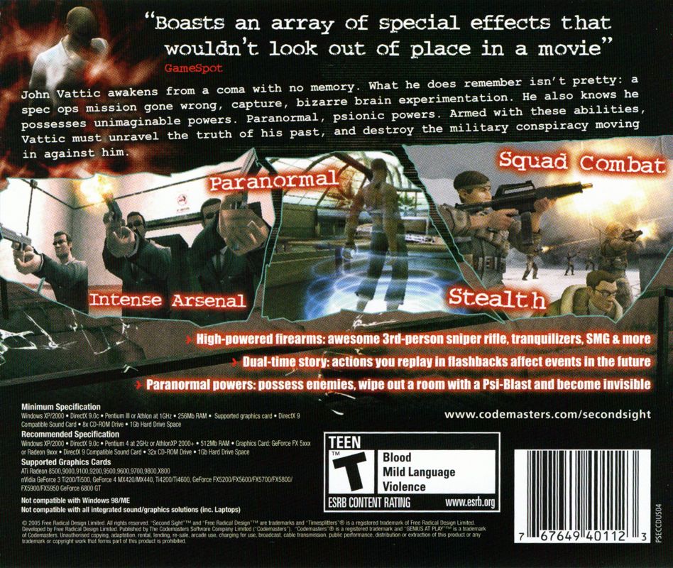 Second Sight cover or packaging material - MobyGames