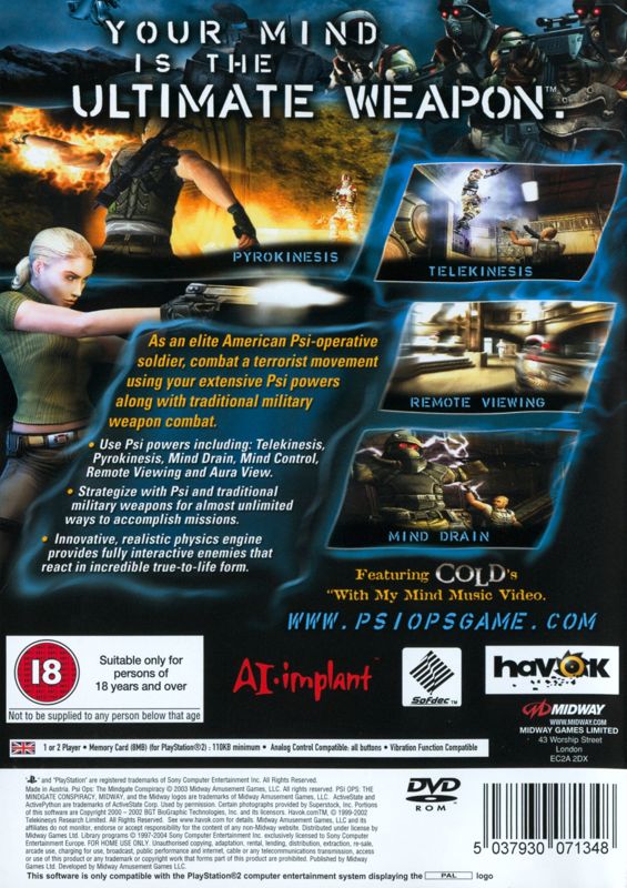 Psi-Ops: The Mindgate Conspiracy cover or packaging material - MobyGames