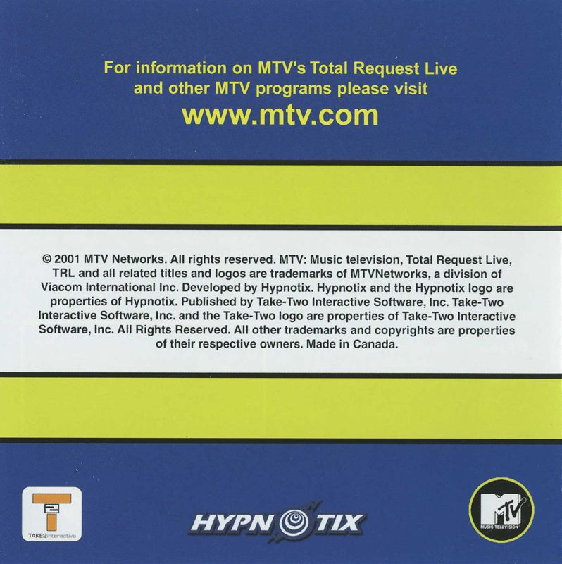 MTV Total Request Live Trivia cover or packaging material - MobyGames