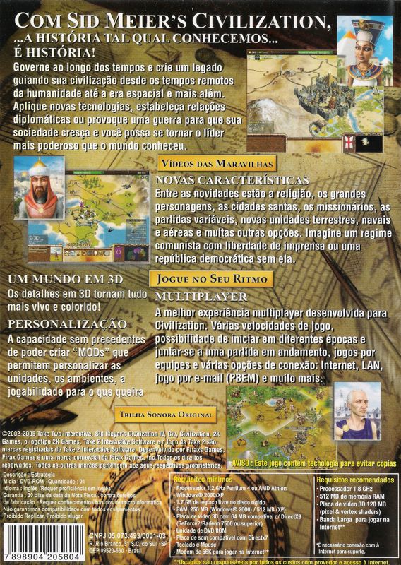 Sid Meier's Civilization IV cover or packaging material - MobyGames