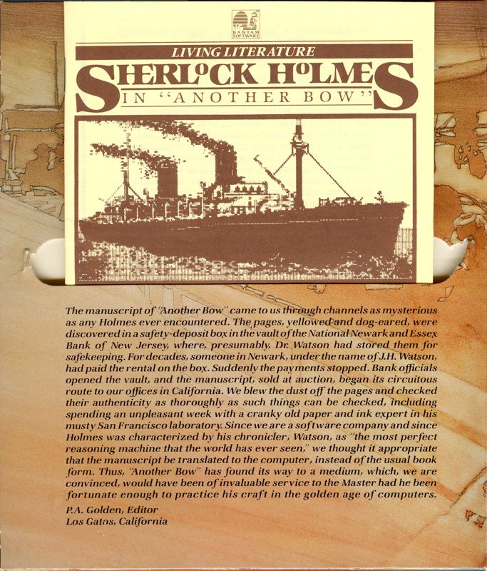 Sherlock Holmes in "Another Bow" cover or packaging material - MobyGames