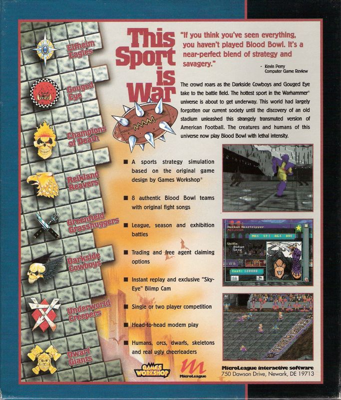 Blood Bowl cover or packaging material - MobyGames