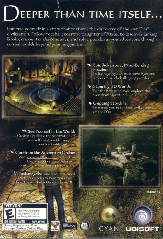 Uru: Ages Beyond Myst cover or packaging material - MobyGames