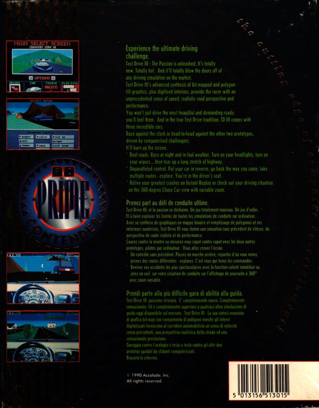 Test Drive III: The Passion cover or packaging material - MobyGames