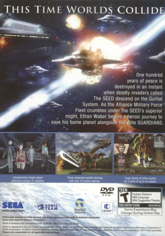 Phantasy Star Universe cover or packaging material - MobyGames