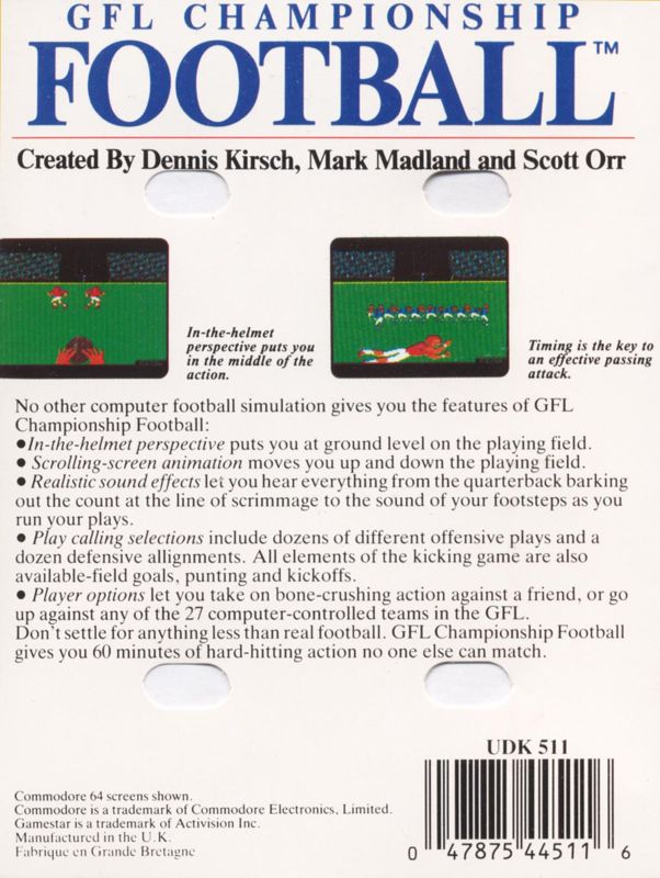 GFL Championship Football cover or packaging material - MobyGames