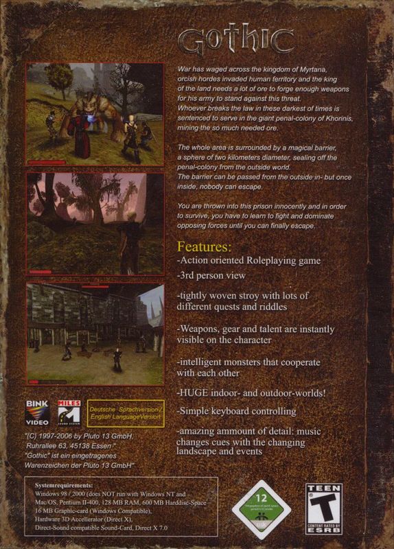 Gothic cover or packaging material - MobyGames