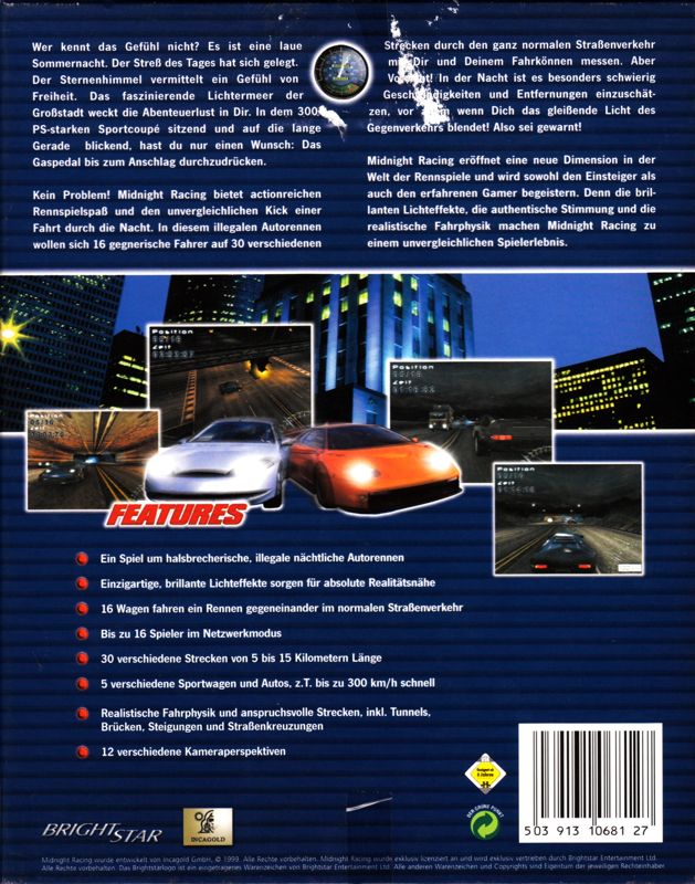 Midnight Racing cover or packaging material - MobyGames