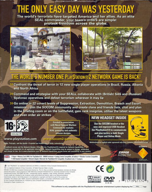 SOCOM II: U.S. Navy SEALs cover or packaging material - MobyGames