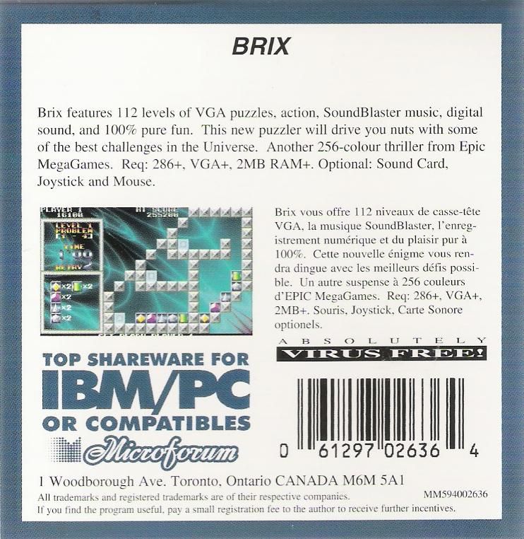 Brix cover or packaging material - MobyGames