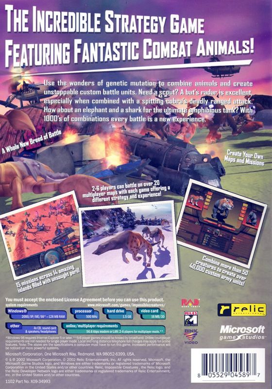 Impossible Creatures cover or packaging material - MobyGames