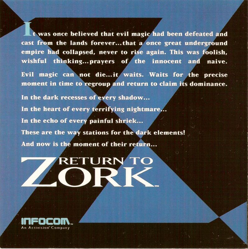 Return to Zork cover or packaging material - MobyGames
