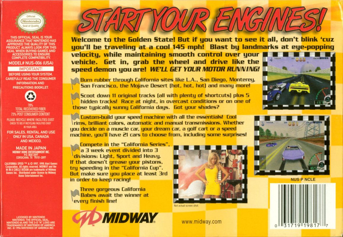 California Speed cover or packaging material - MobyGames