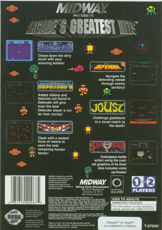 Williams Arcade Classics cover or packaging material - MobyGames