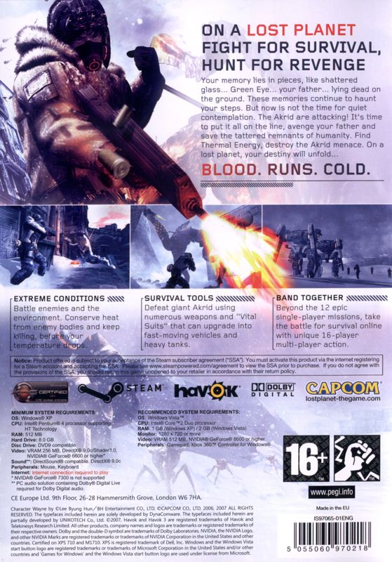 Lost Planet: Extreme Condition cover or packaging material - MobyGames