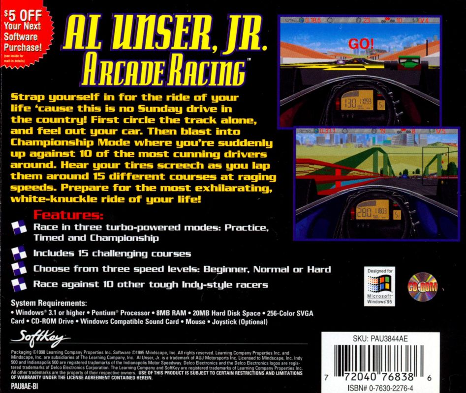 Al Unser, Jr. Arcade Racing cover or packaging material - MobyGames