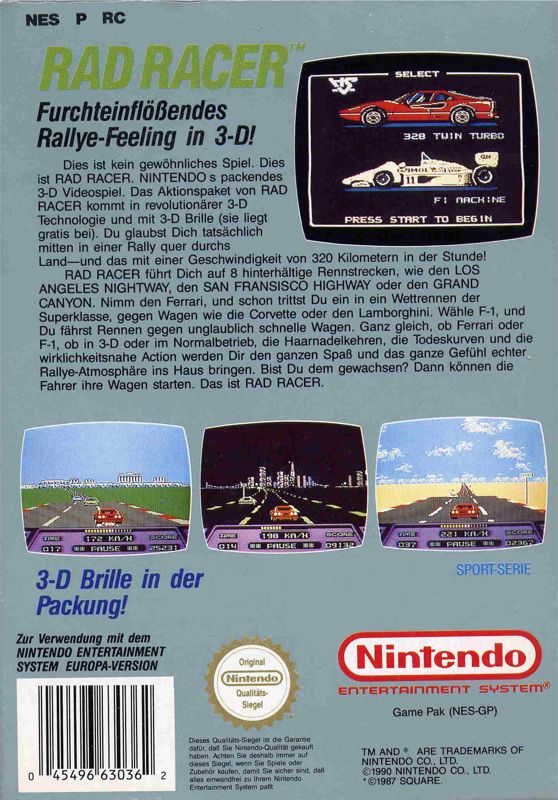 Rad Racer cover or packaging material - MobyGames
