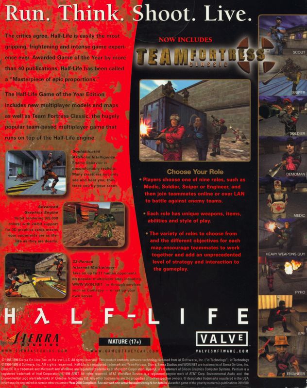 Half-Life: Game of the Year Edition cover or packaging material - MobyGames