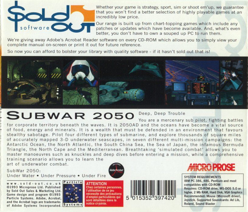 Subwar 2050 (CD-ROM) cover or packaging material - MobyGames