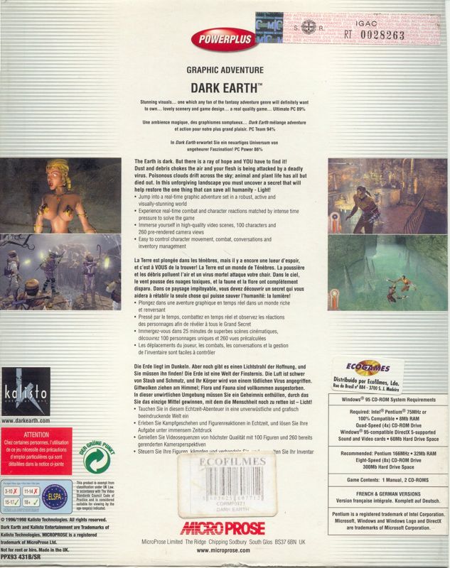 Dark Earth cover or packaging material - MobyGames