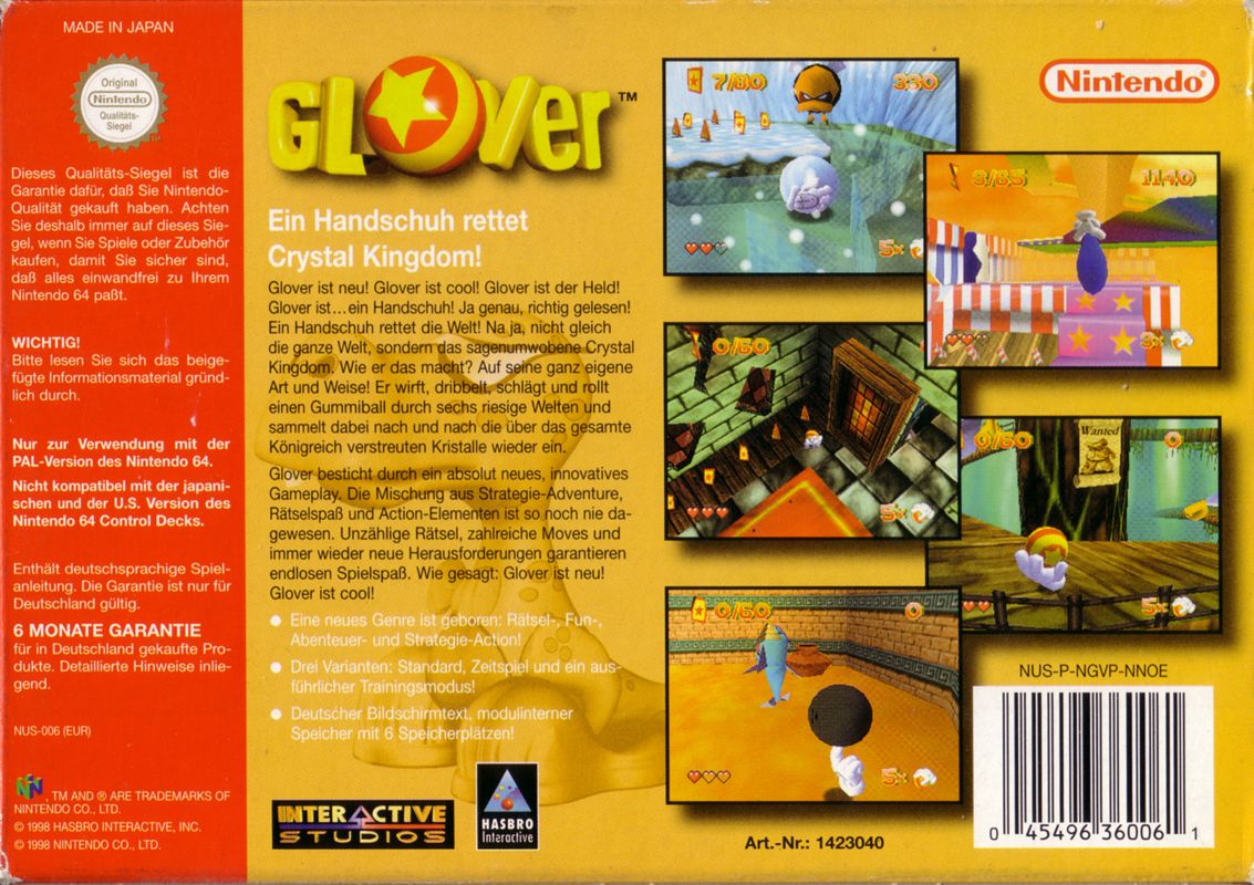 Glover cover or packaging material - MobyGames