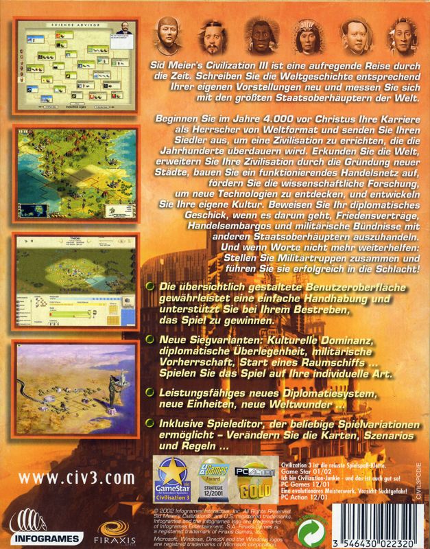 Sid Meier's Civilization III cover or packaging material - MobyGames