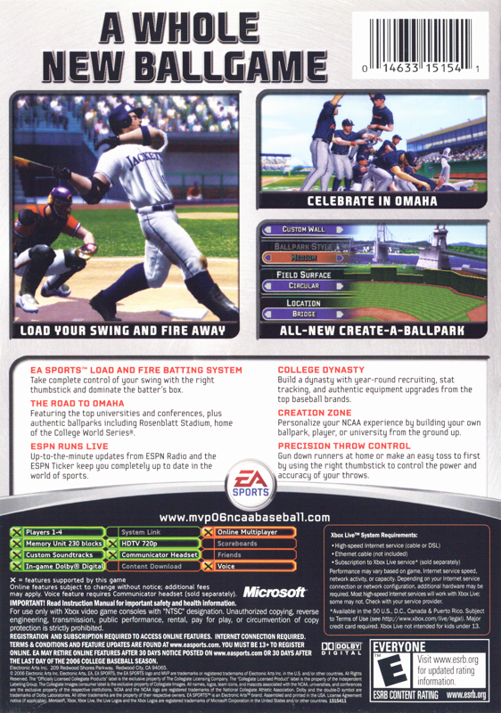 MVP 06: NCAA Baseball cover or packaging material - MobyGames