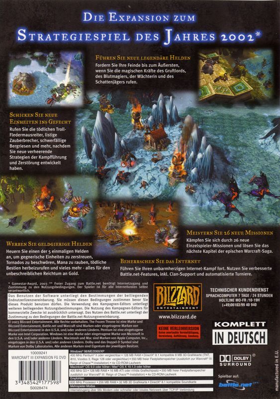 WarCraft III: The Frozen Throne cover or packaging material - MobyGames