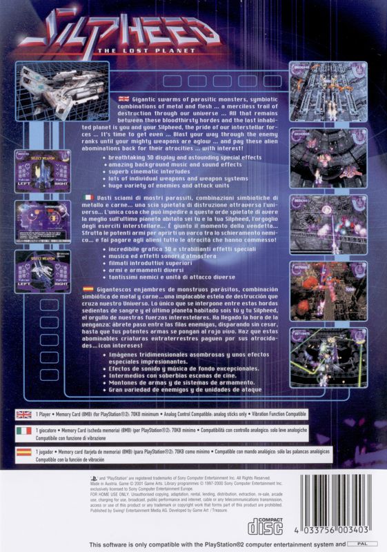 Silpheed: The Lost Planet cover or packaging material - MobyGames