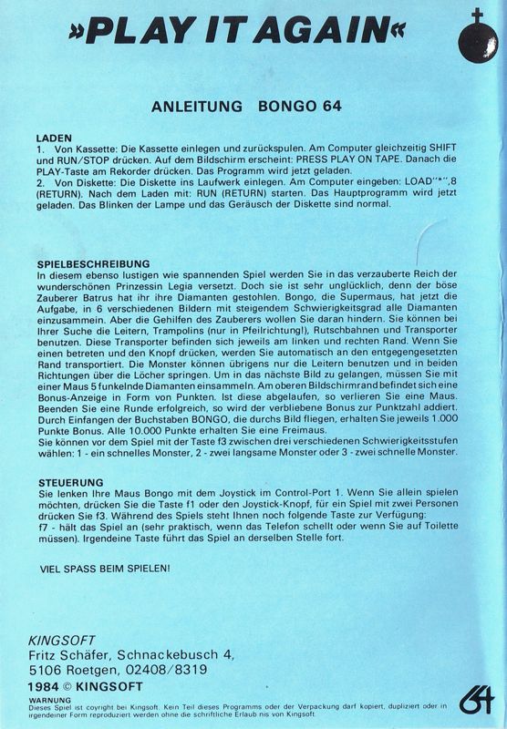 Bongo cover or packaging material - MobyGames