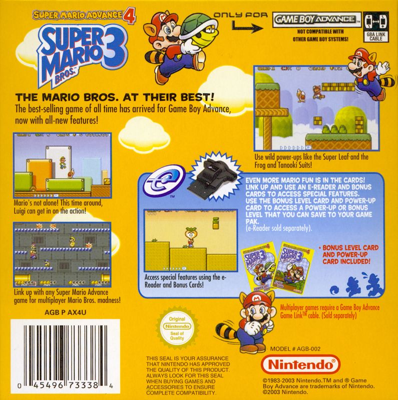 Super Mario Advance 4: Super Mario Bros. 3 cover or packaging material ...