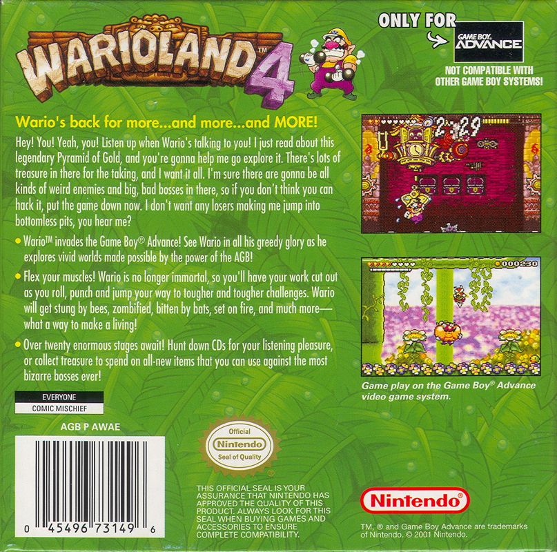 Wario Land 4 cover or packaging material - MobyGames
