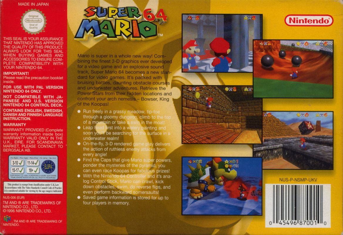 Super Mario 64 cover or packaging material - MobyGames