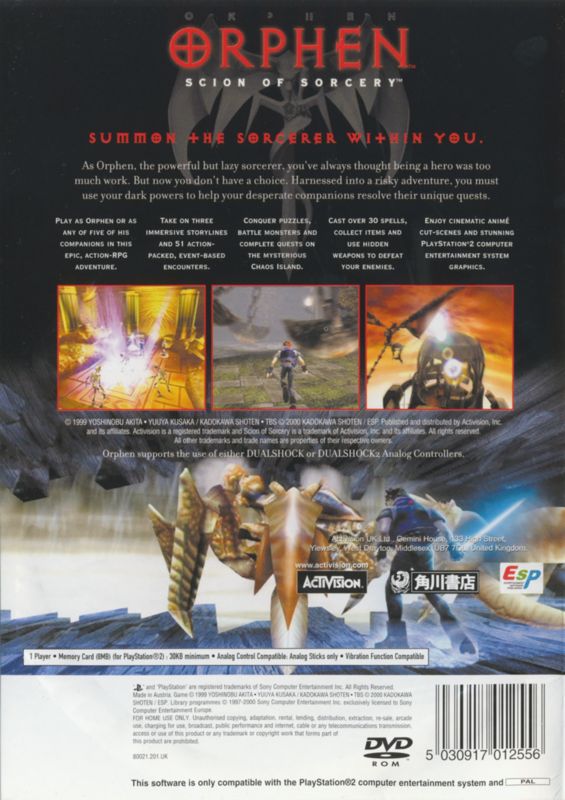 Orphen: Scion of Sorcery cover or packaging material - MobyGames