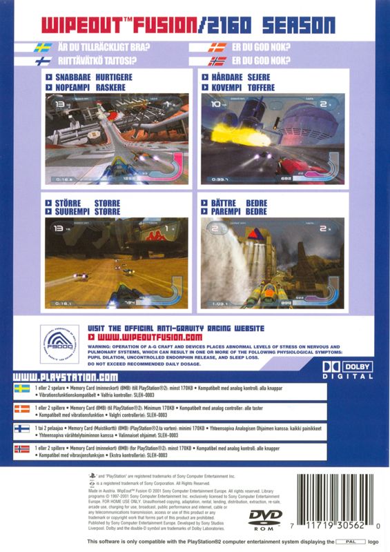 WipEout Fusion cover or packaging material - MobyGames