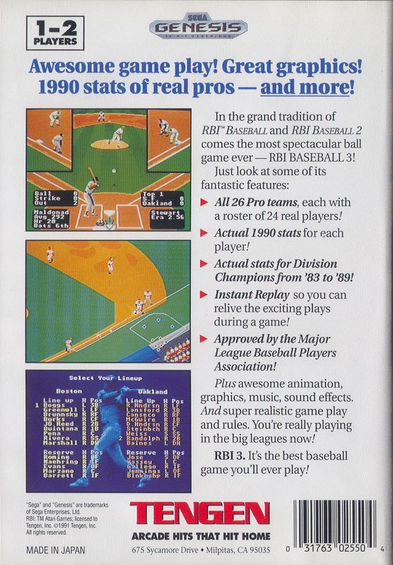 R.B.I. Baseball 3 cover or packaging material - MobyGames