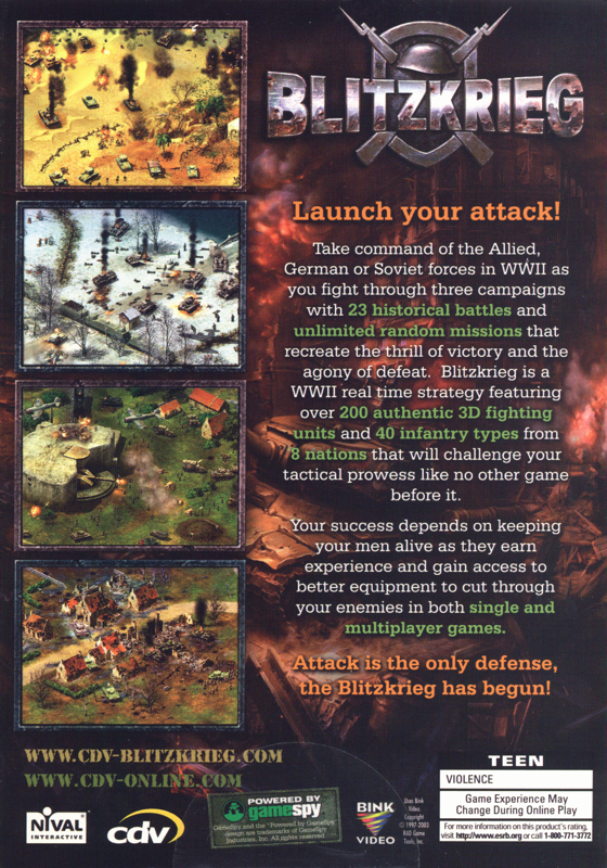 Blitzkrieg cover or packaging material - MobyGames
