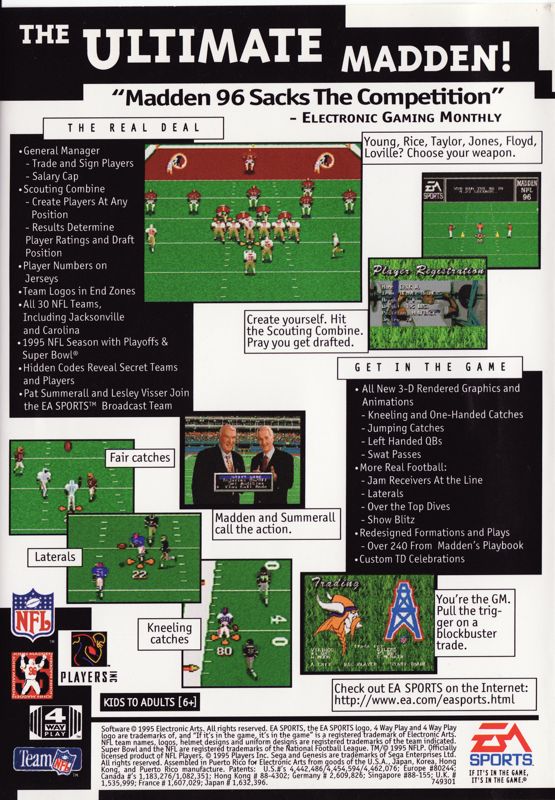 Madden NFL 96 cover or packaging material - MobyGames