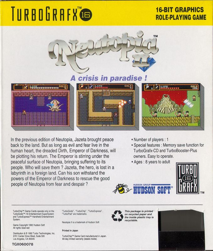 Neutopia II cover or packaging material - MobyGames
