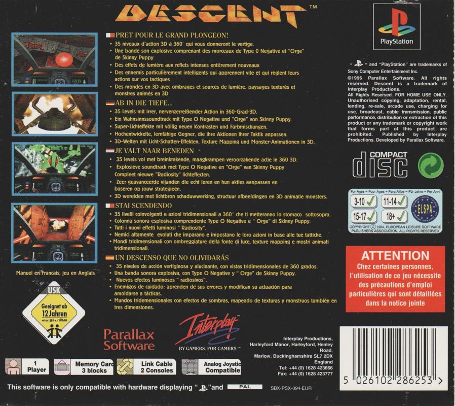 Descent cover or packaging material - MobyGames