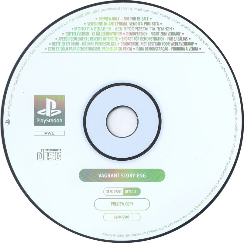 Vagrant Story cover or packaging material - MobyGames