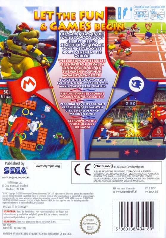 Mario & Sonic at the Olympic Games cover or packaging material - MobyGames