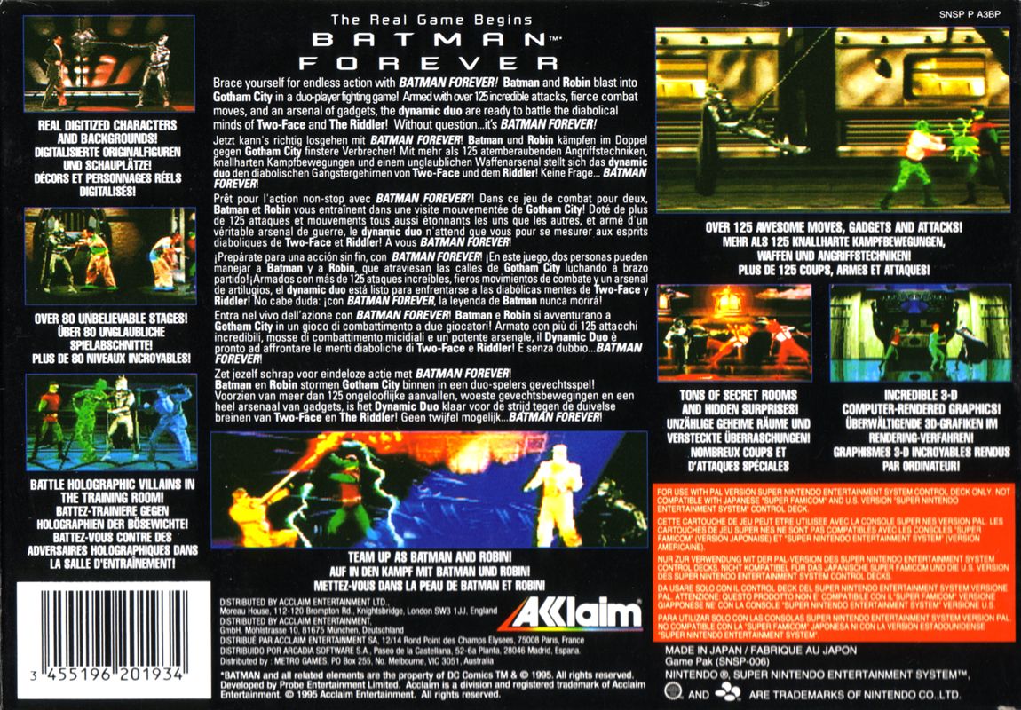 Batman Forever cover or packaging material - MobyGames